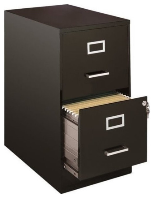 Scranton & Co 22" 2-Drawer Traditional Metal File Cabinet in Black ...