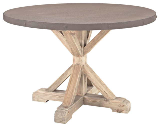 Stitch Round Wood Top Dining Table - Brown - Farmhouse - Dining Tables ...