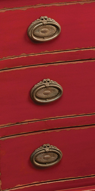 Three Drawer Chest, Red with Driftwood Top - Farmhouse - Accent Chests ...