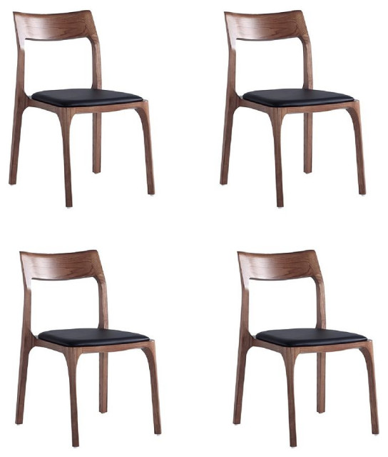 Modern Moderno Stackable Dining Chair Upholstered Wood Frame Black, Set ...