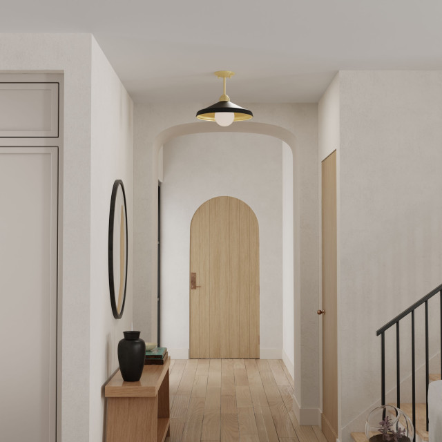 Brooks Matte Black 14" Semi-Flush Mount Ceiling Barn Light - Farmhouse ...