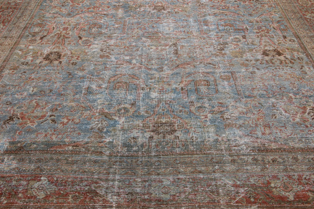 Blue 1900s Handmade Antique Persian Mahal Wool Rug With Allover Design ...