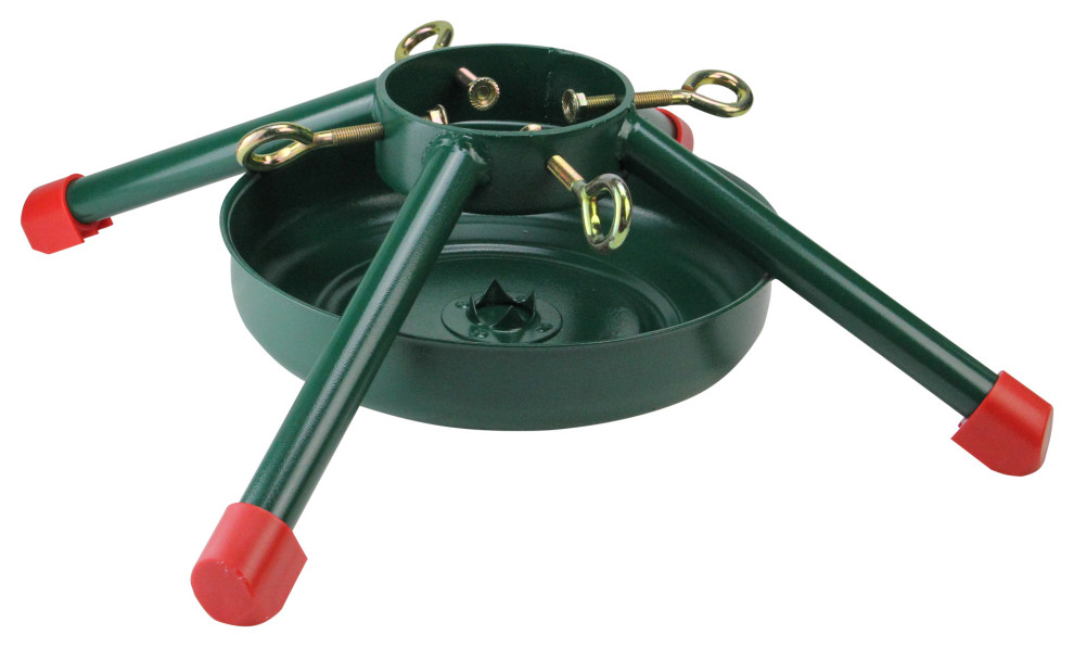 19" Green and Red Christmas Tree Stand for Real Trees - Modern ...