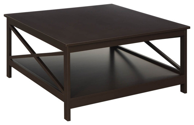 Oxford 36 Inch Square Coffee Table With Shelf - Transitional - Coffee ...