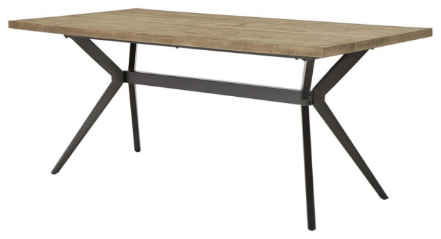 Midcentury Dining Table, Angled Legs With Trestle Support & Wooden Top ...