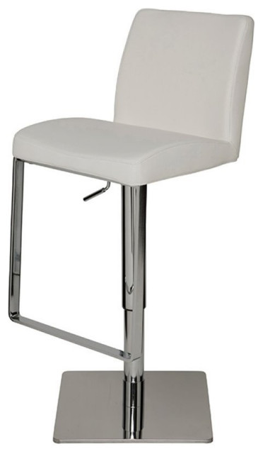 Nuevo Lewis Adjustable Leather Bar Stool in White - Modern - Bar Stools ...