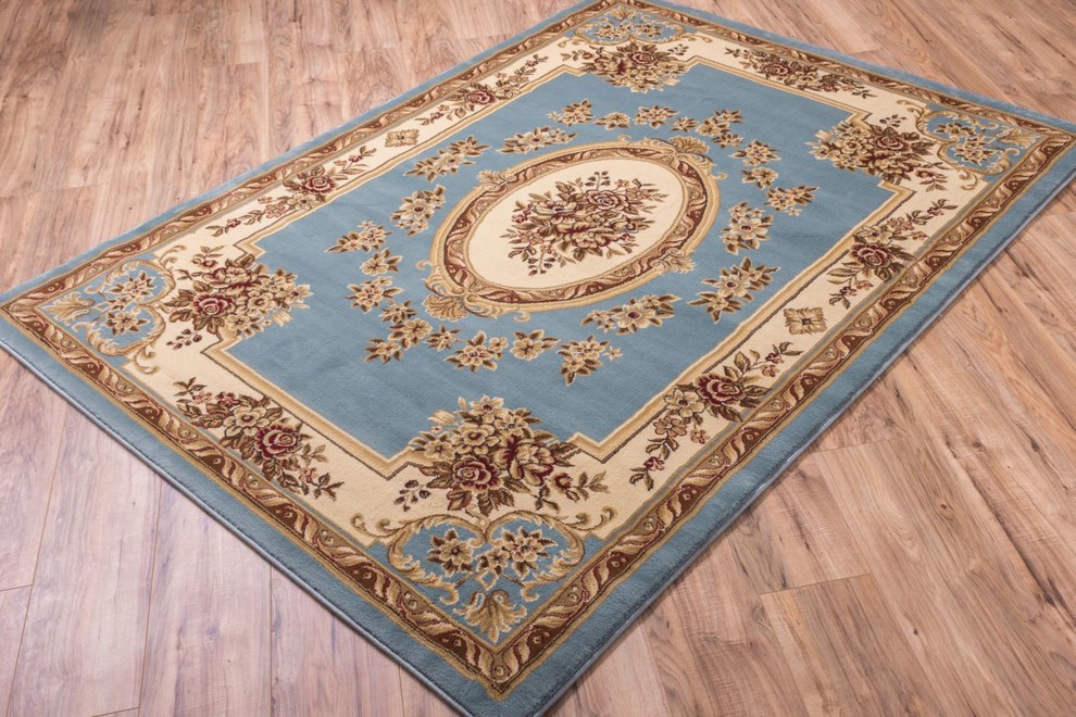 Timeless Le Petit Palais Light Blue Traditional Well Woven Area Rug, 2 ...