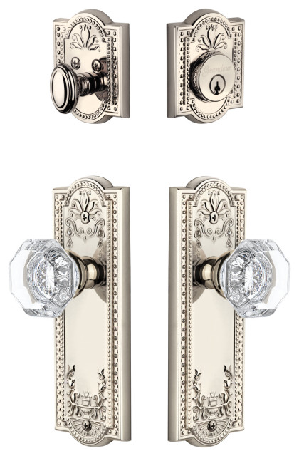 Parthenon Plate with Chambord Crystal Knob and Deadbolt in Polished ...