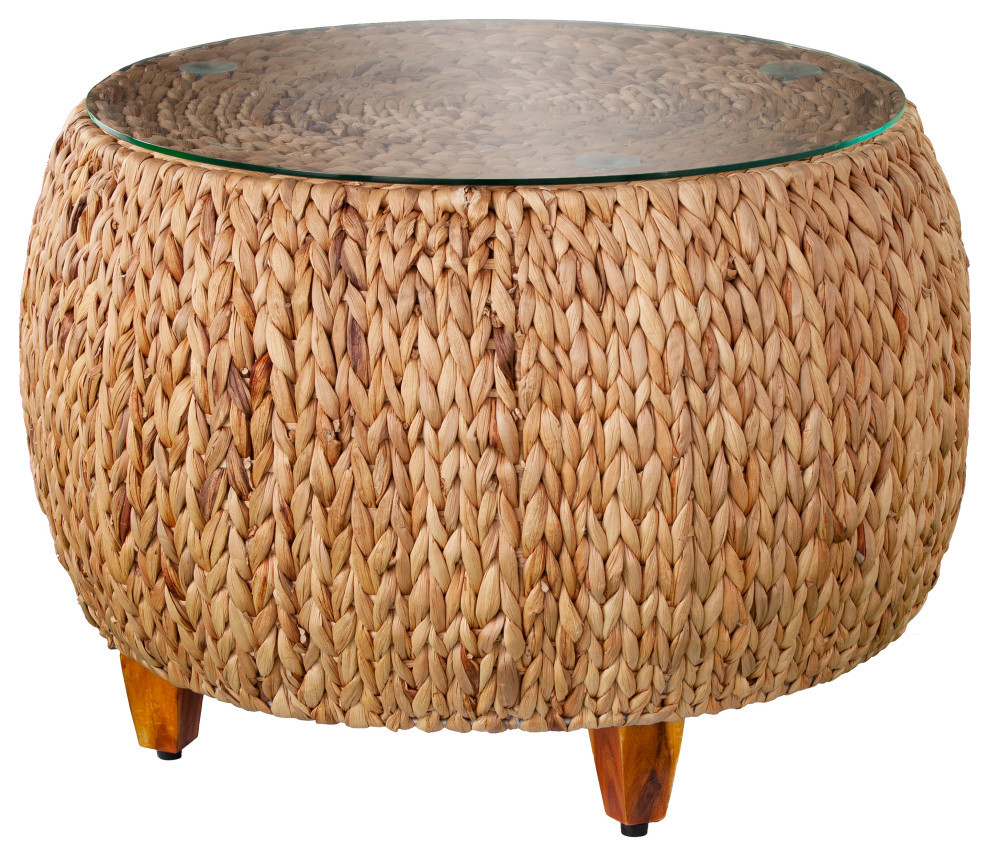 Penleyton Round Water Hyacinth Cocktail Table - Tropical - Coffee ...