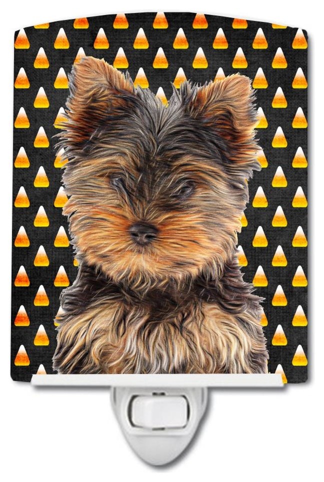 Candy Corn Halloween Yorkie Puppy/Yorkshire Terrier Ceramic Night Light ...