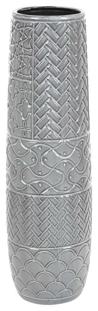 Eclectic Gray Ceramic Vase 59948, 7" x 7" x 22" - Transitional - Vases ...