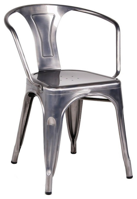 Tolix Chair With Arm, Gunmetal - Industrial - Outdoor Dining Chairs ...