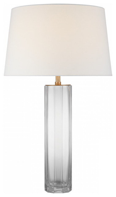 Fallon Large Table Lamp, 1-Light, Clear Glass, Linen Shade, 29.5"H ...