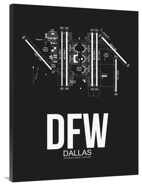 "DFW Dallas Airport Black" Fine Art Print, 36" x 48" - Modern - Prints ...