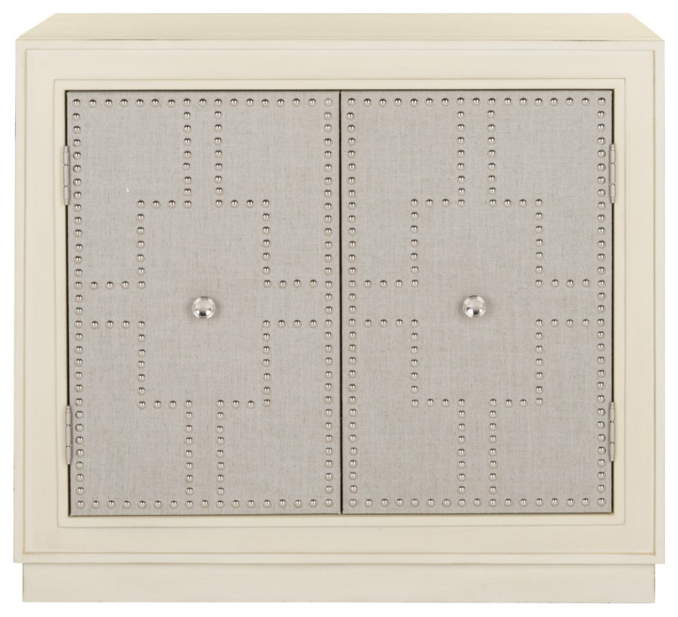 Liza 2 Door Chest Antique Beige/ Light Grey Linen - Transitional ...