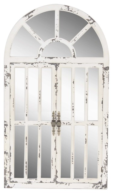 Vintage White Wood Wall Mirror 45919 - Farmhouse - Wall Mirrors - by ...