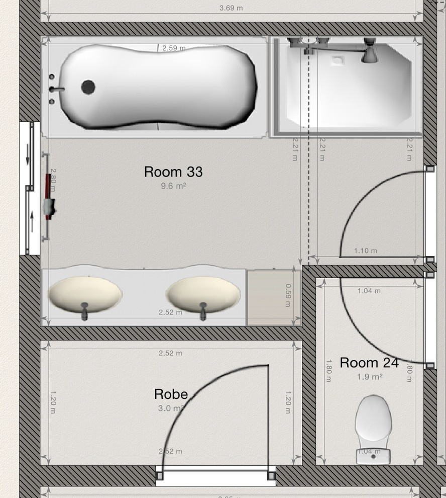 Layout of new bathroom