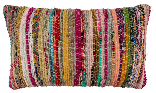 Chindi Throw Pillow With Multi-Colored Design, 14"x23" - Contemporary ...