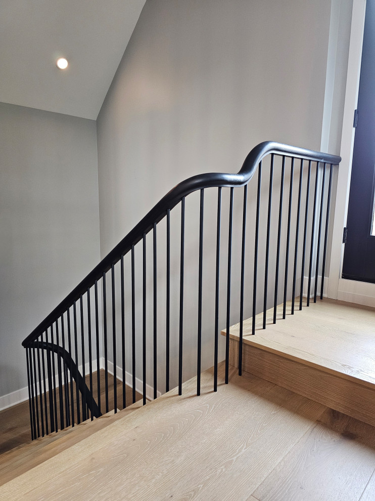 115_Stunning Continuous Rail System on 3 Story Floating Stairs ...