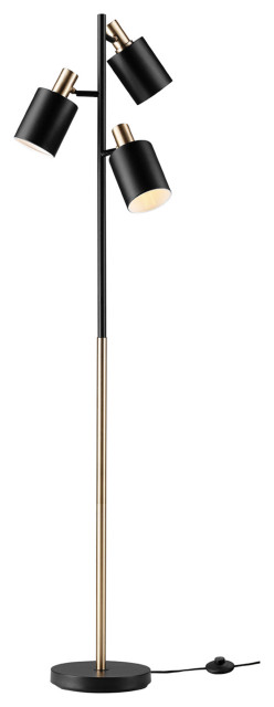 Novogratz x Globe 67" 3-Light Matte Black Track Tree Lamp, Matte Brass ...