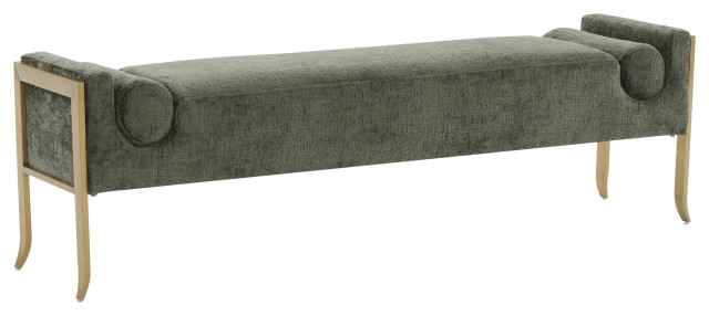 Ines Textured Velvet Bench - Contemporary - Upholstered Benches - by ...