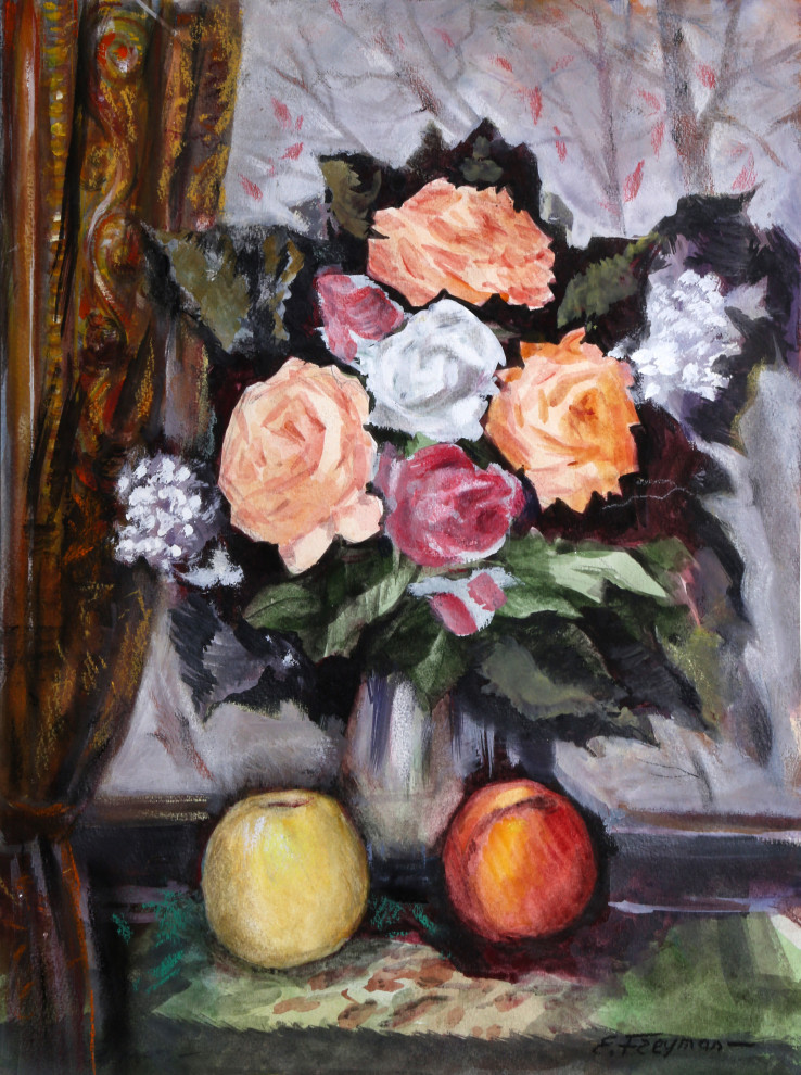 Apples and Flowers, Erik Freyman, 6.5x4.5 - Contemporary - Paintings ...