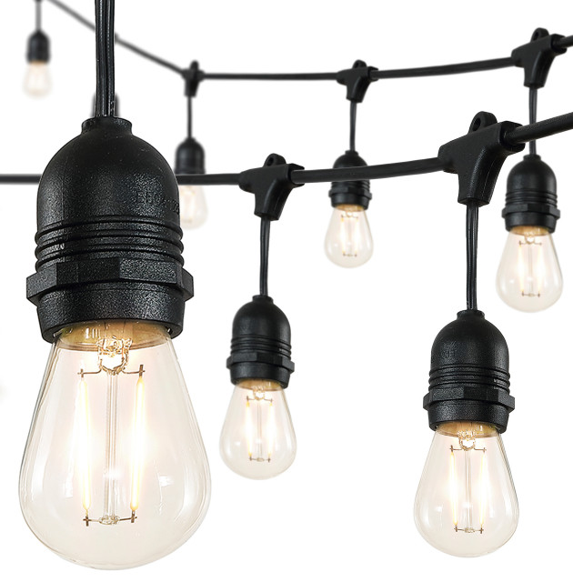 15-Light Indoor/Outdoor 48' Rustic LED S14 Edison Bulb String Lights ...