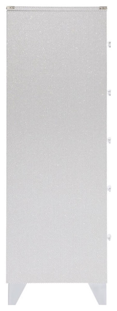 Pemberly Row 5 Drawer Modern Wood Rectangular Chest in Silver ...