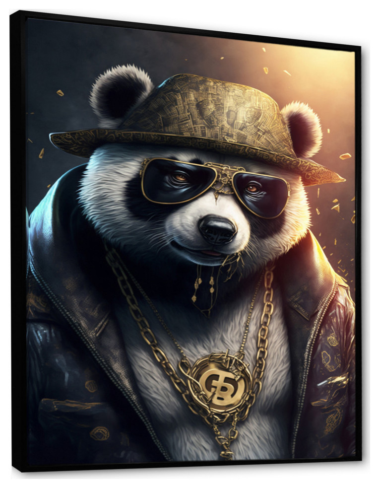 Panda Gangster In NYC I Framed Canvas, 16x32 - Eclectic - Prints And ...