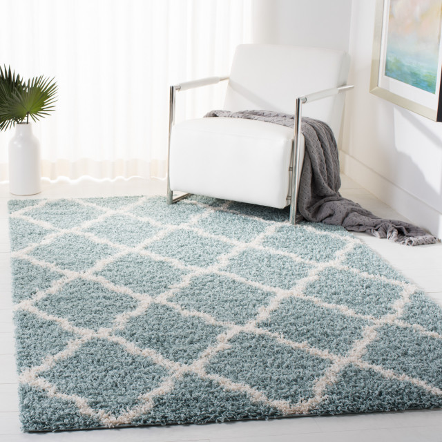 Safavieh Dallas Shag Sgds257C Trellis, Shag Rug, Seafoam and Ivory, 2'3 ...