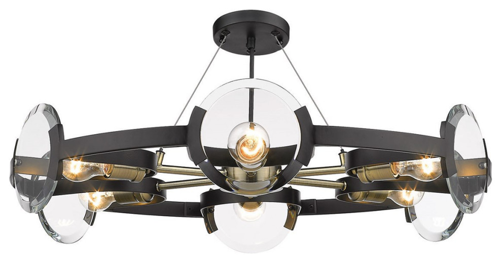 Golden Amari 6-LT Semi-Flush 2635-6SF BLK-AB, Matte Black ...