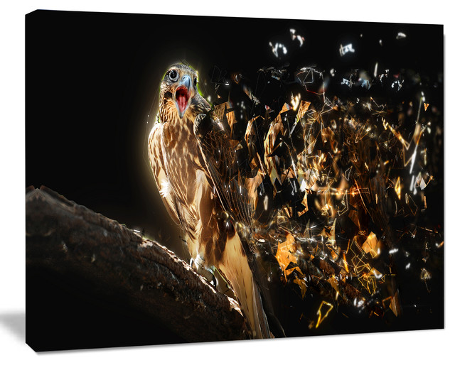 Falcon with Open Beak, Animal Canvas Wall Art, 20"x12" - Contemporary ...