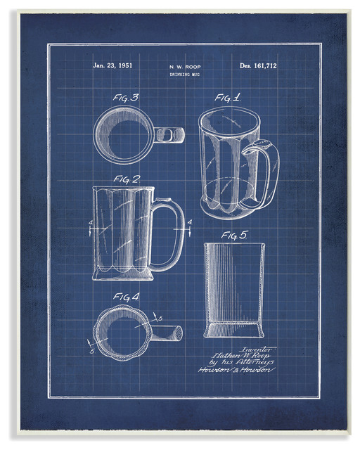 "Vintage Beer Mug Blueprint" Wall Plaque Art, 10 x .5 x 15 ...