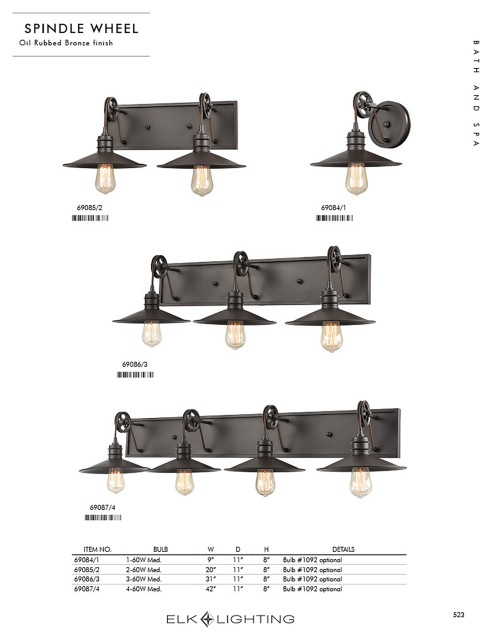 Spindle Wheel 1-Light Vanity Light, Oil Rubbed Bronze - Industrial ...