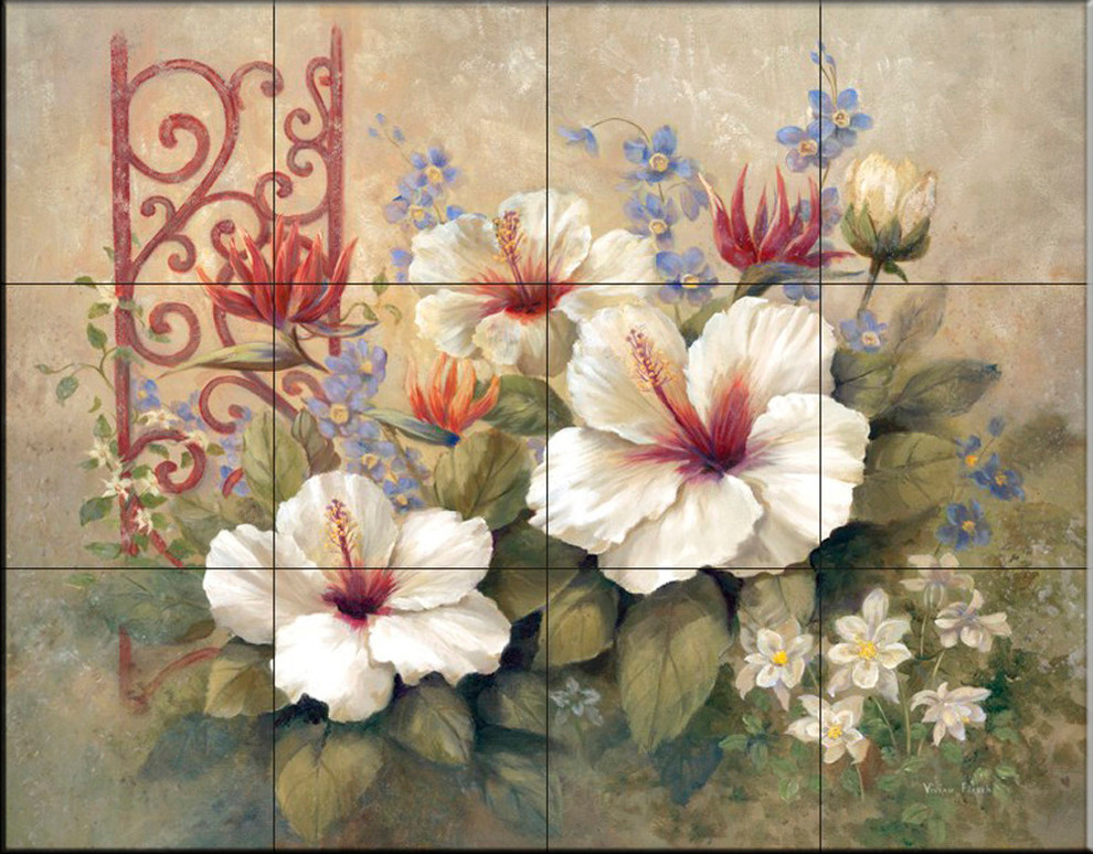 Tile Mural, Iron Scroll I by Vivian Flasch, 17" x 12.75" (12 Tiles ...