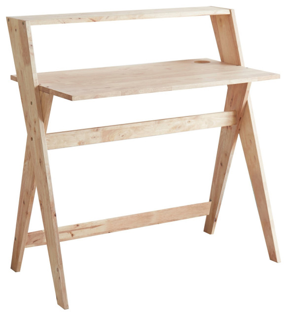 Wooden Study Desk With Criss Cross Legs, Light Brown - Transitional ...