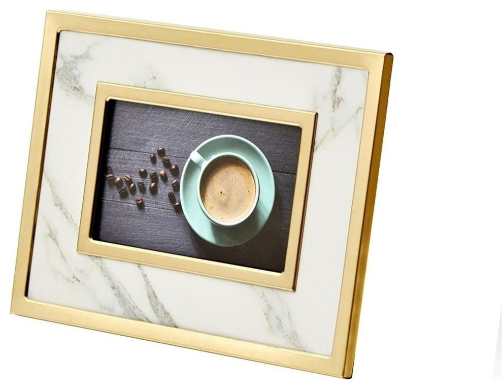 Sagebrook Home White Marble/Gold Photo Frame 17" - Contemporary ...