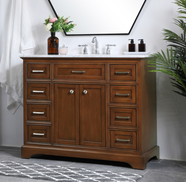 Amber Single Bathroom Vanity, Blue, 42" - Transitional - Bathroom Vanities And Sink Consoles ...