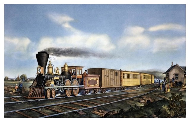 "American Express Train" Digital Paper Print by Currier and Ives, 24 ...