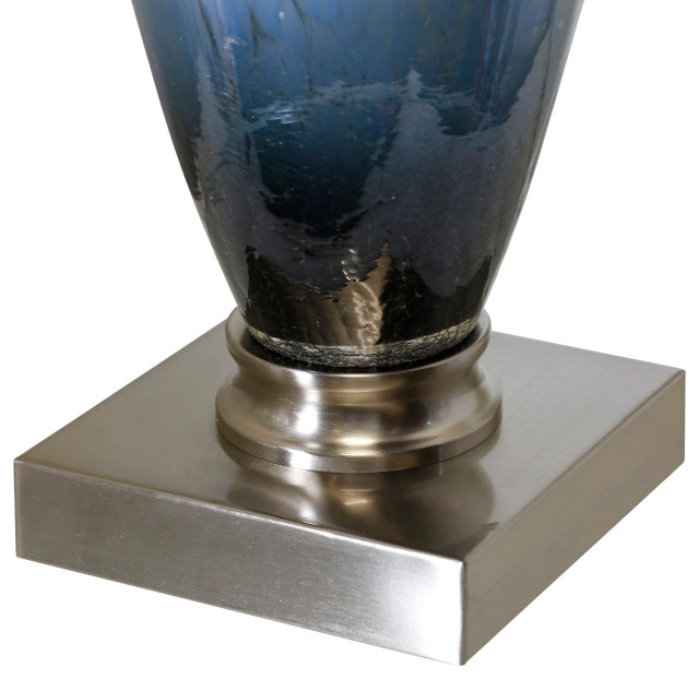 Ezra, Ombre Art Glass LED Table Lamp, Blue, Black, Gray, Brushed Steel ...