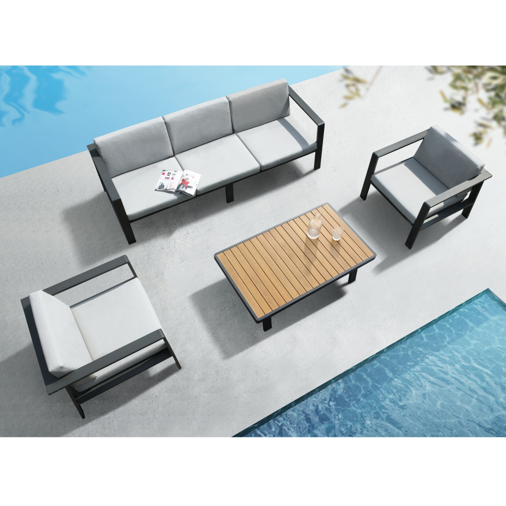 Higold 3801 Nofi 4 Pieces Aluminum Outdoor Conversation Sofa Set ,Gray ...