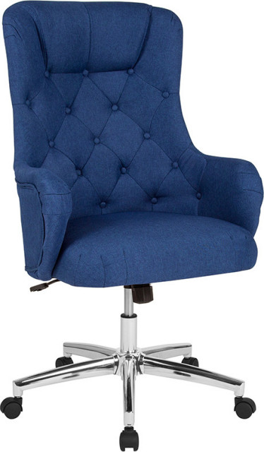 Chambord Home and Office Upholstered High Back Chair, Blue Fabric ...