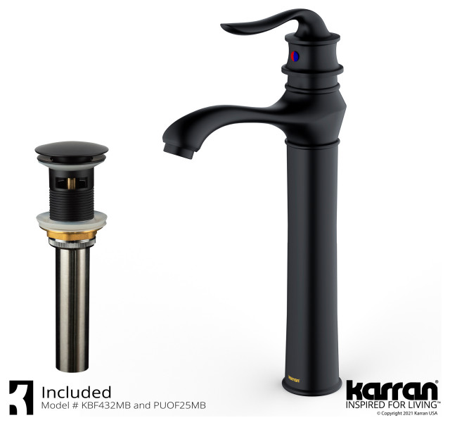 Karran KBF432 1-Hole 1-Handle Vessel Faucet With Pop-up Drain ...