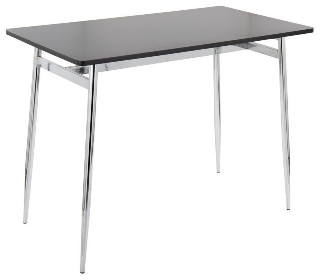 Chrome Metal, Black Wood Marcel Counter Table - Contemporary - Dining ...
