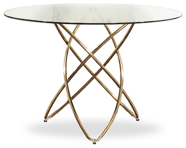 30" Rosegold Stainless Steel and Glass Dining Table - Contemporary ...