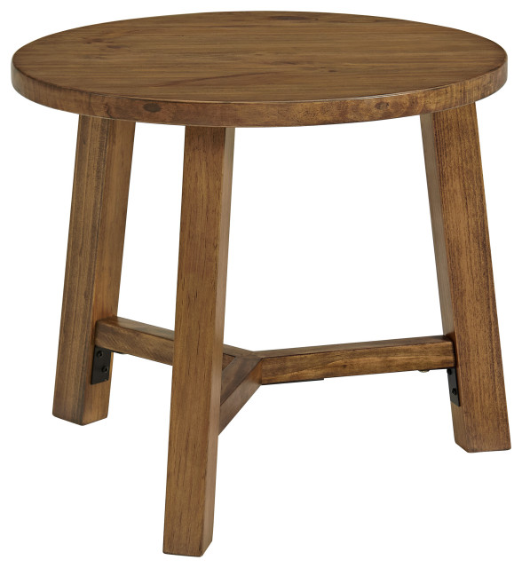 Alaterre 20-inch Newbury Round End Table, Pecan - Transitional - Side ...