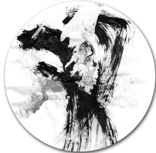 Black Paint Stain, Abstract Disc Metal Artwork, Disc of 11 inch ...
