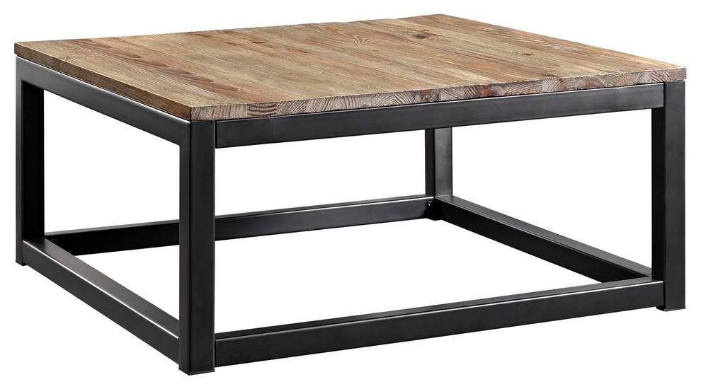 Industrial Country Farm House Living Coffee Table, Metal Steel Wood ...
