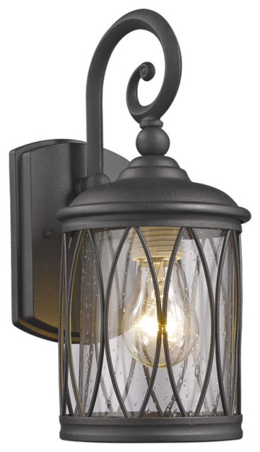 DINADAN Transitional 1 Light Black Outdoor Wall Sconce 13 Height ...
