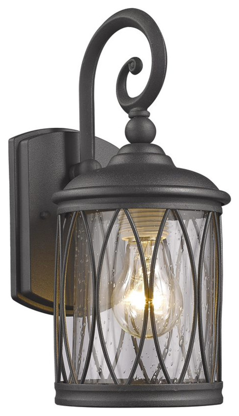 DINADAN Transitional 1 Light Black Outdoor Wall Sconce 13 Height ...